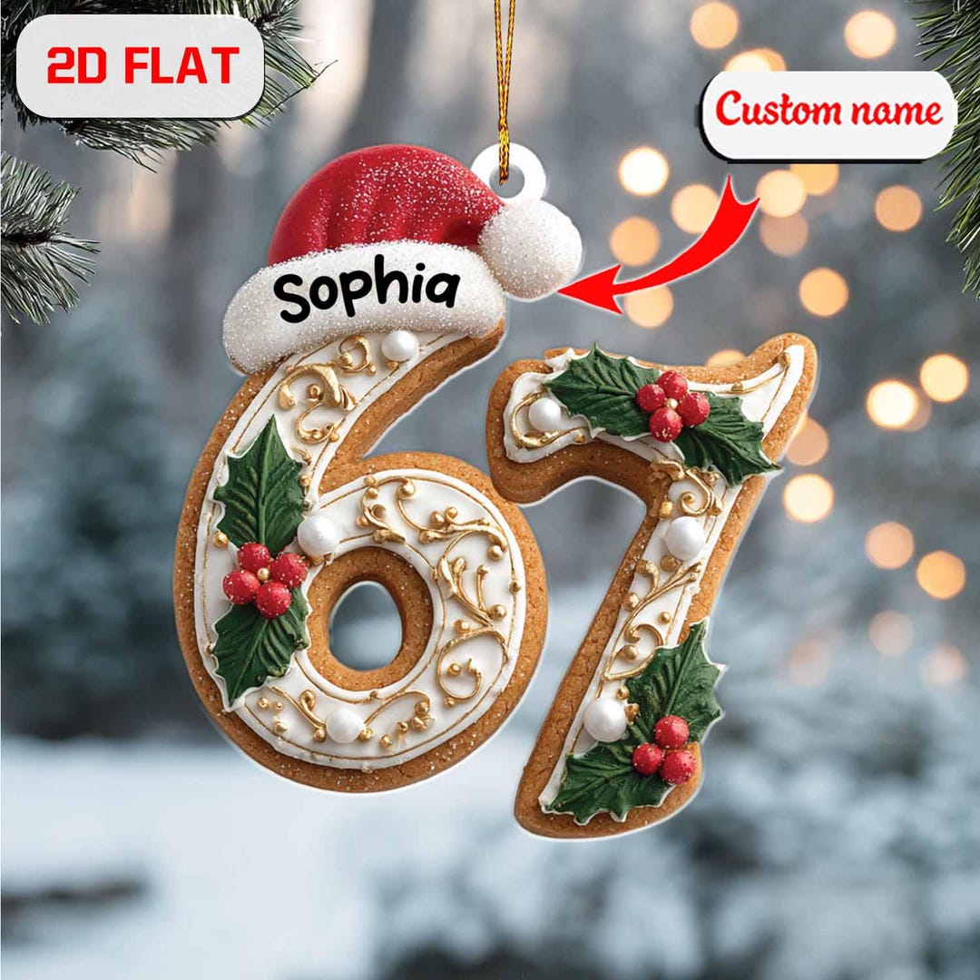 Personalized Gingerbread Christmas Ornament, Custom Name Acrylic Decor ...