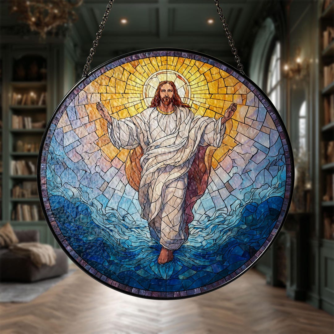 Jesus Glass Suncatcher, Sacred Savior Art, Faith Window Decor - Etsy