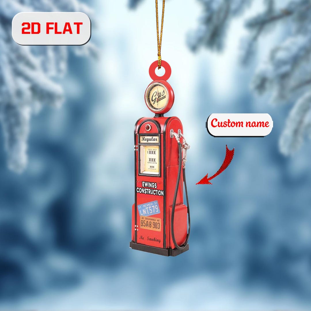 Personalized Vintage Gas Pump Christmas Ornament, Custom Name Fuel Pump ...