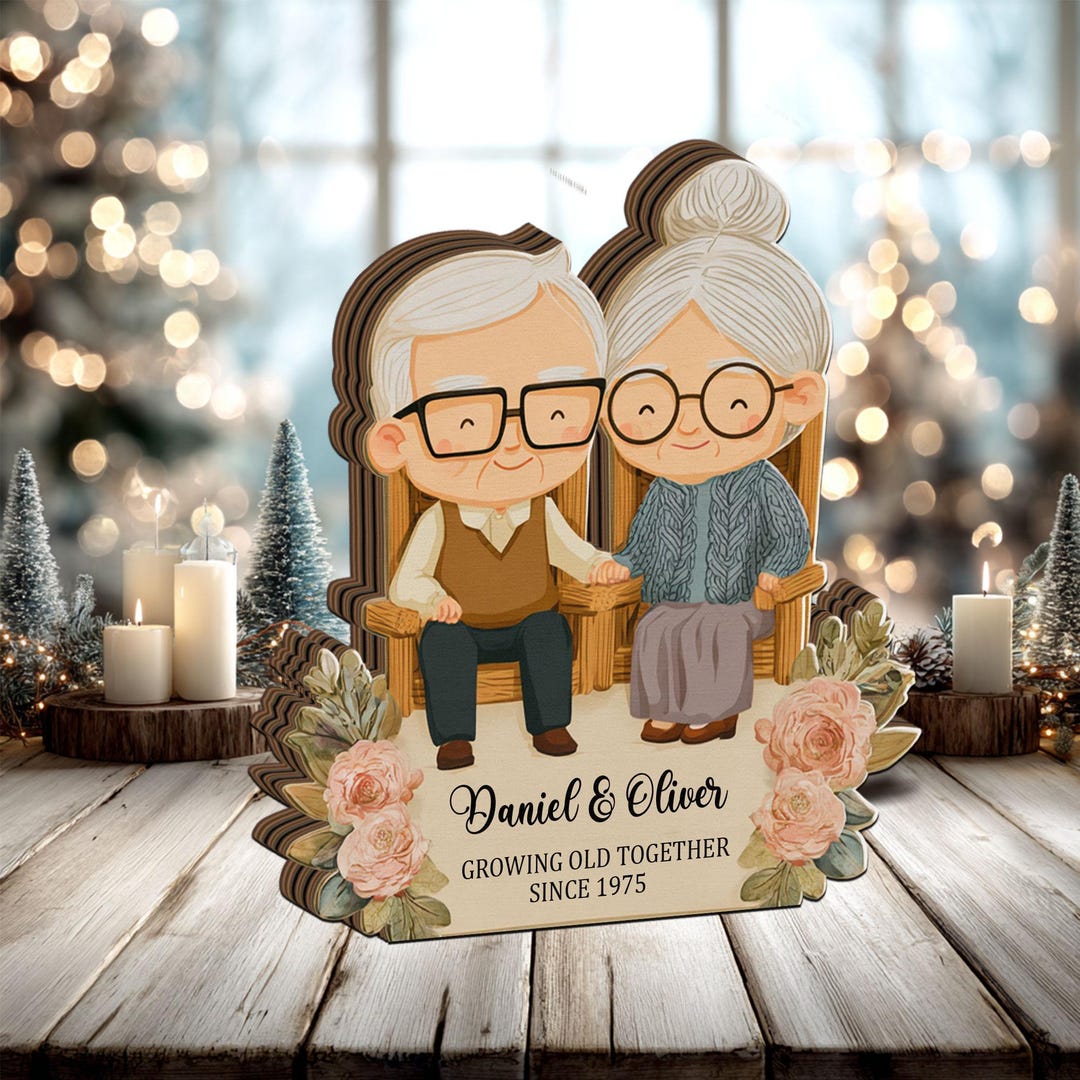 Personalized Wooden Block, Old Couple Anniversary Gift - Etsy