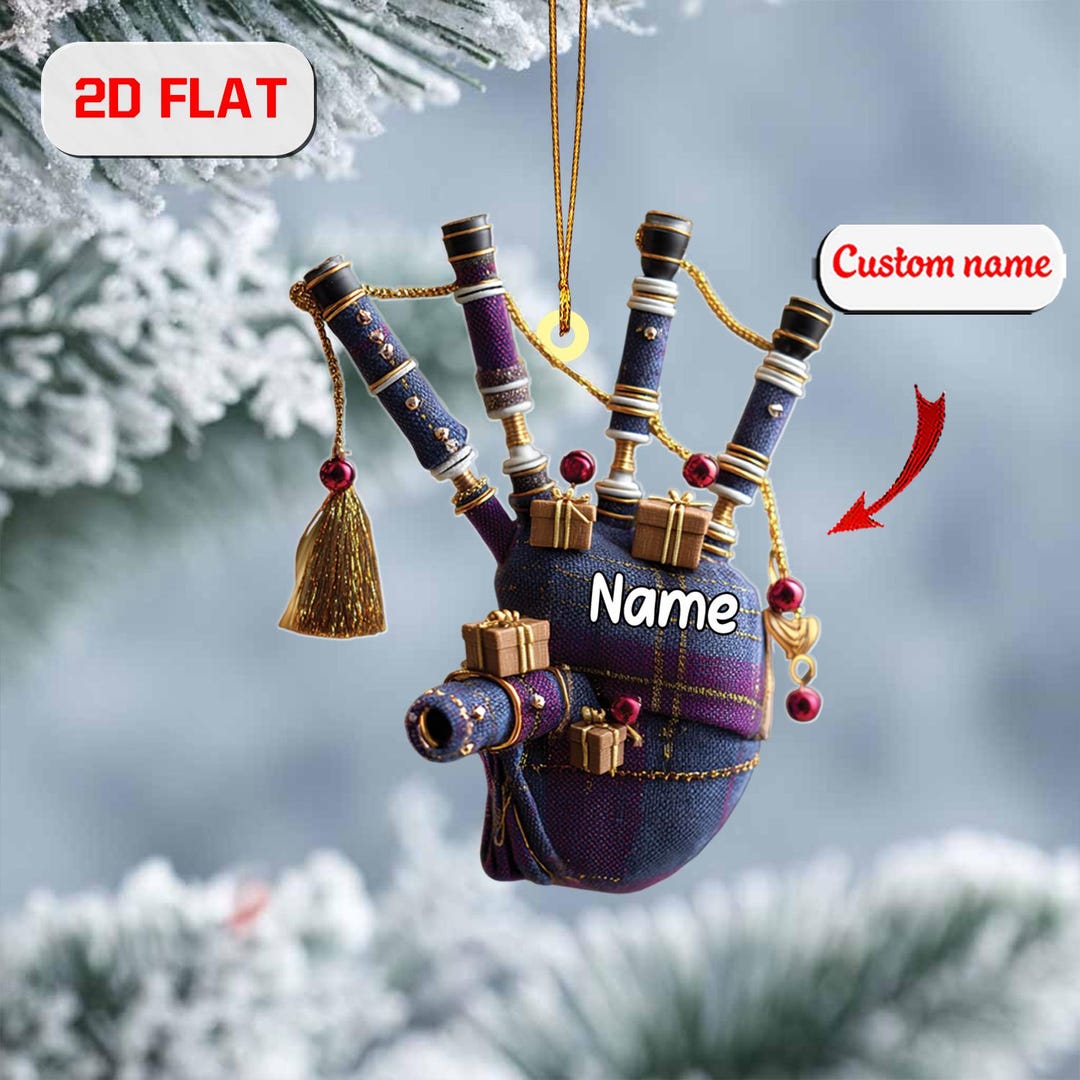 Custom Bagpipe Ornament, Personalized Name Christmas Decoration (2D ...