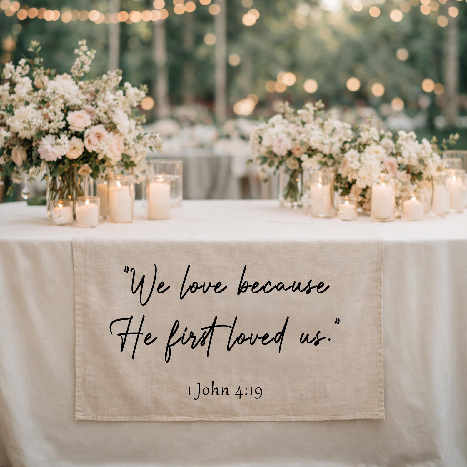 Christian Wedding Table Runner, Bible Verse Table Decor, Beach Wedding ...