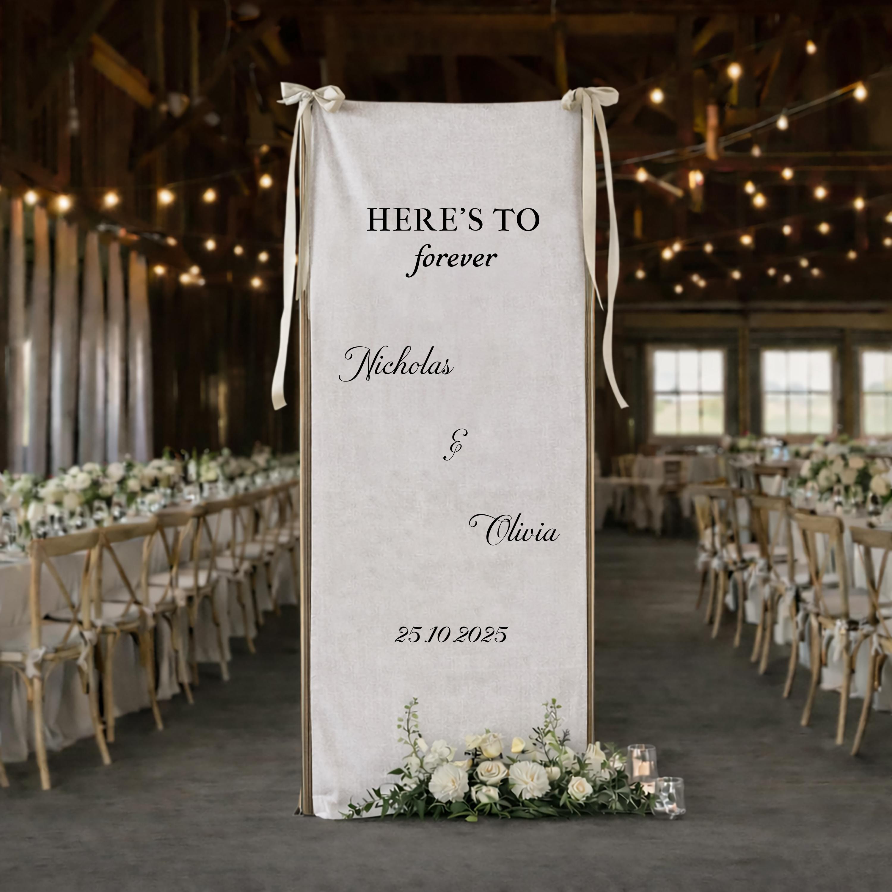 Personalized Wedding Linen Banner, Custom Fabric Wedding Sign, Rustic ...