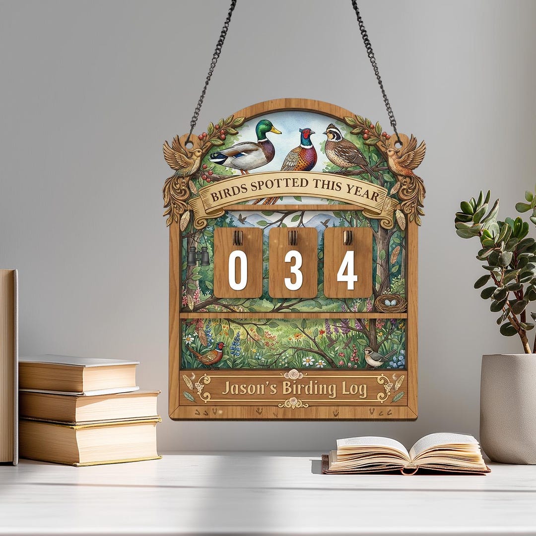 Personalized Bird Tracking Sign, Custom Birdwatching Log, Wooden Flip ...