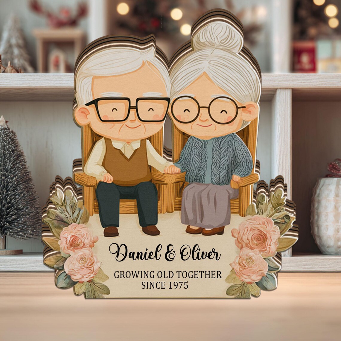 Personalized Wooden Block, Old Couple Anniversary Gift - Etsy
