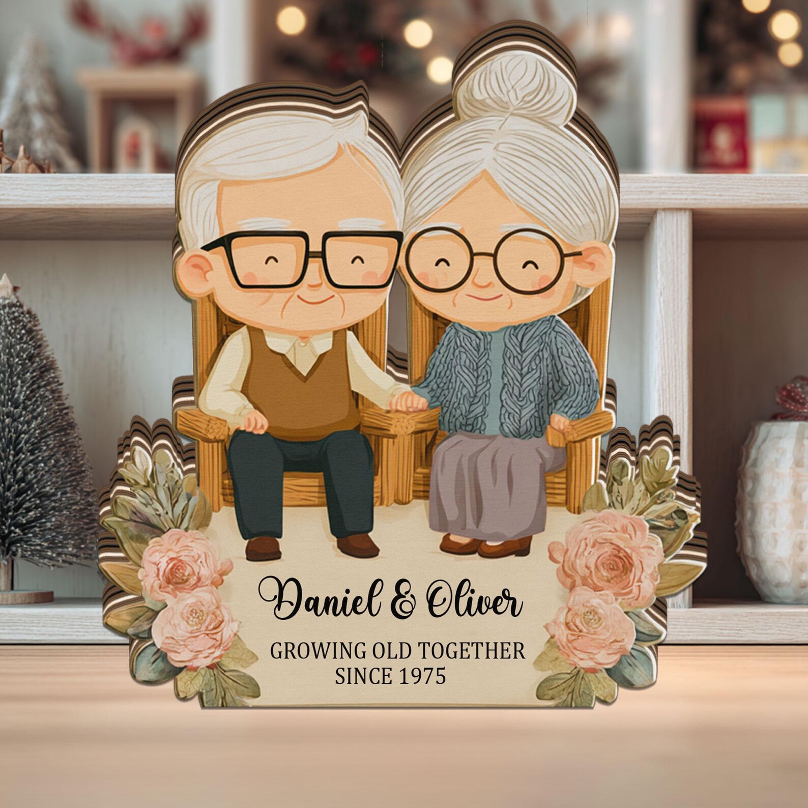 Personalized Wooden Block, Old Couple Anniversary Gift - Etsy