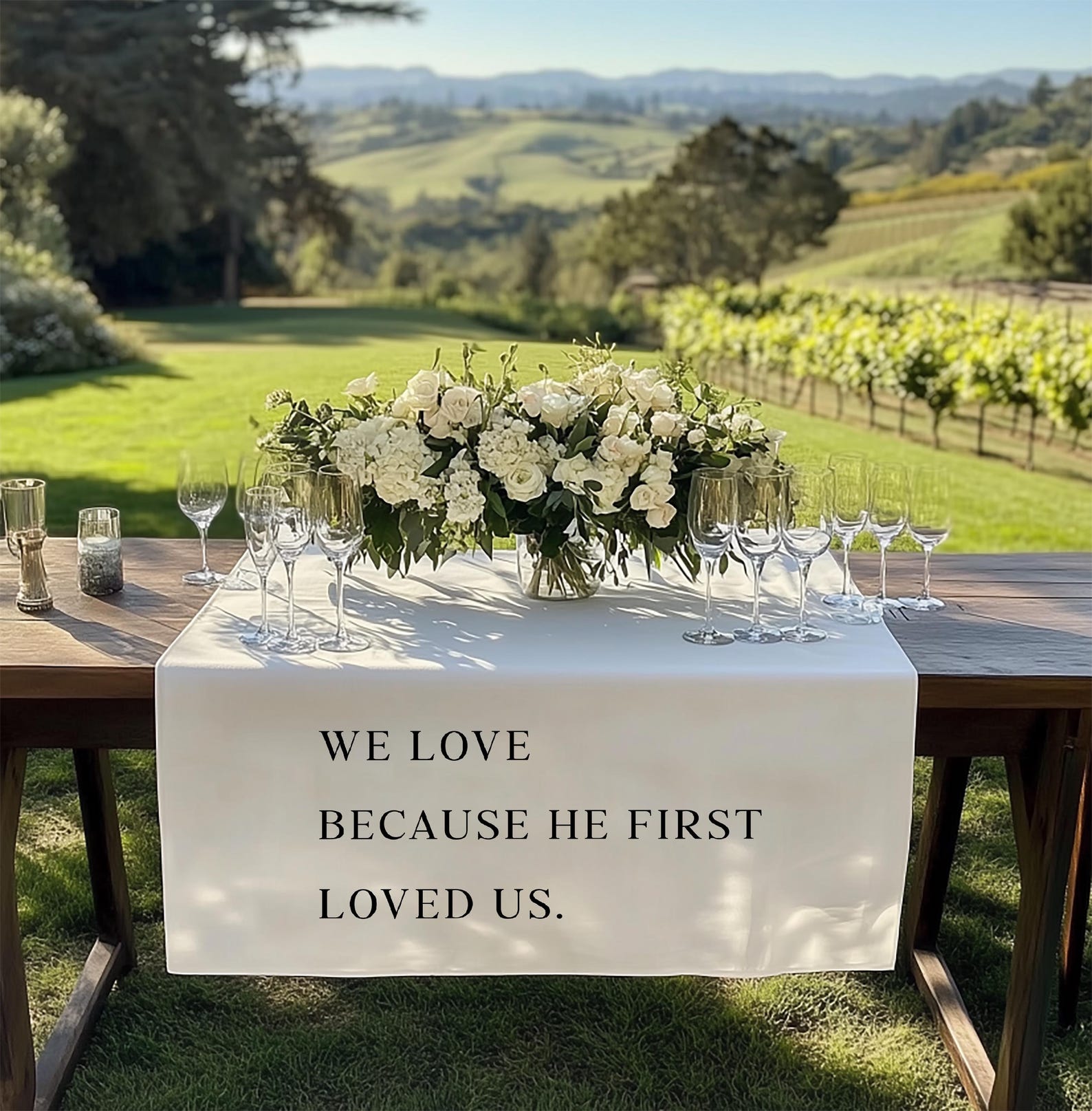 Personalized 1 John 4:19 Decor, Bible Verse Wedding Table Runner ...