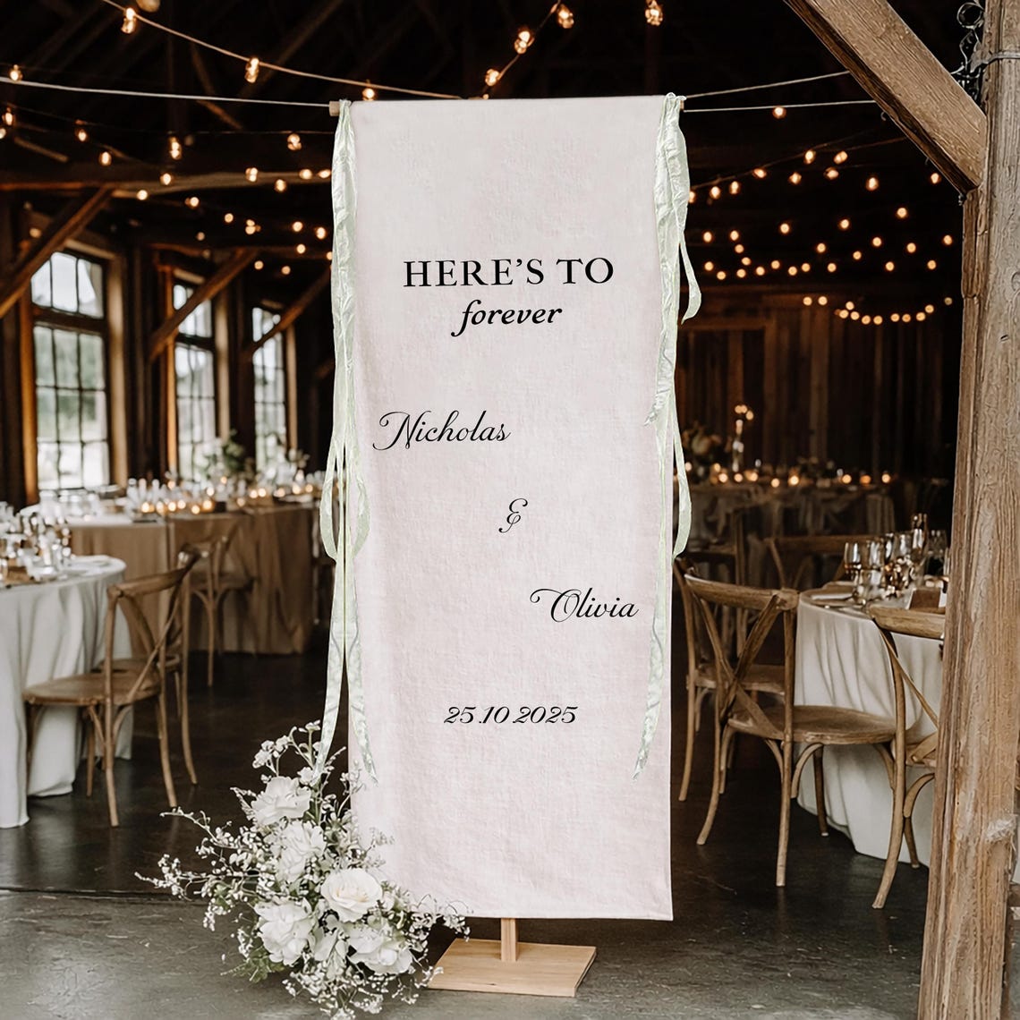 Personalized Wedding Linen Banner, Custom Fabric Wedding Sign, Rustic ...