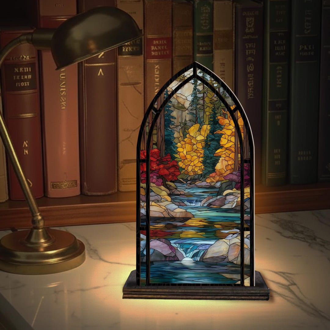 Suncatcher Landscape Candle Holder, Forest River Window Style Lantern ...