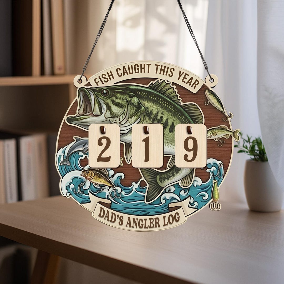 Personalized Fish Caught This Year Sign, Custom Name Wooden Fishing ...