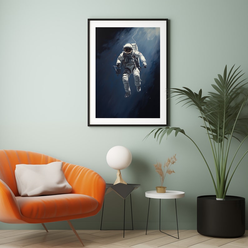 Astronaut Poster Oil Painting, Astronaut in Space, Space Portrait ...
