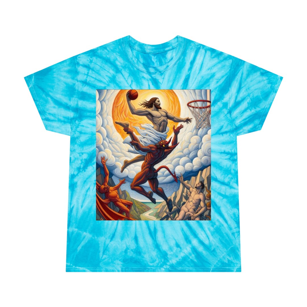 Jesus Dunking on Satan Tie-dye Short Sleeve Tee T-shirt Christian Humor ...