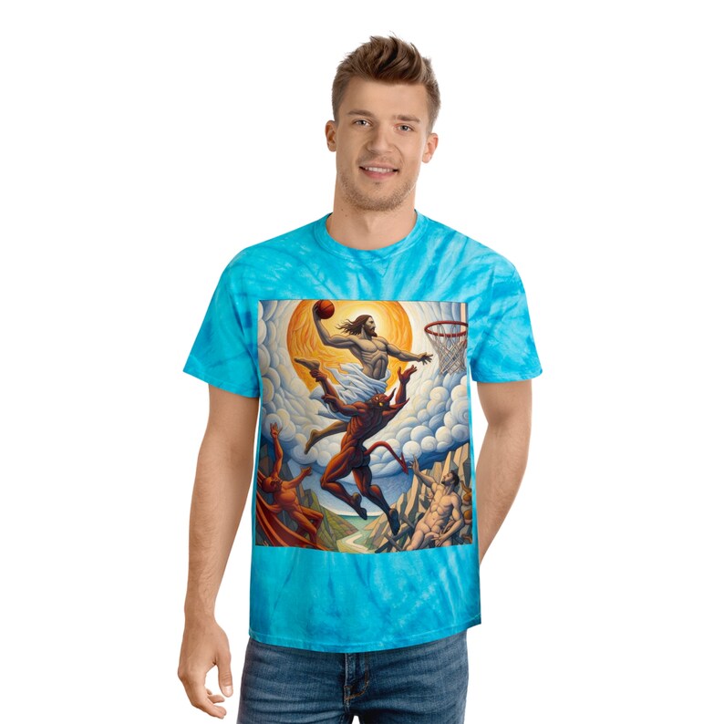 Jesus Dunking on Satan Tie-dye Short Sleeve Tee T-shirt Christian Humor ...