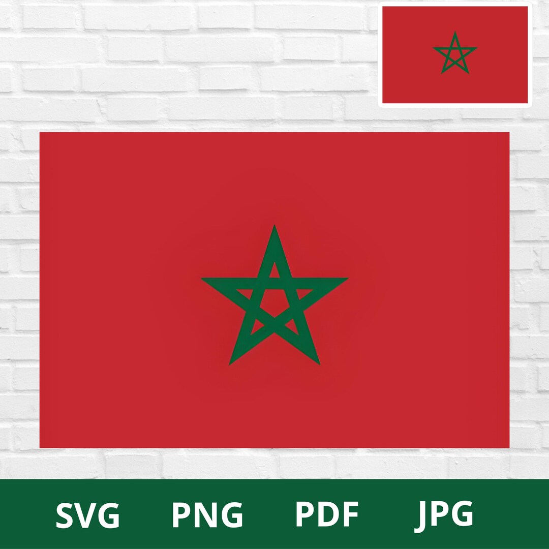 Morocco Flag SVG PNG Bundle Moroccan Flag North African Cricut Cut ...