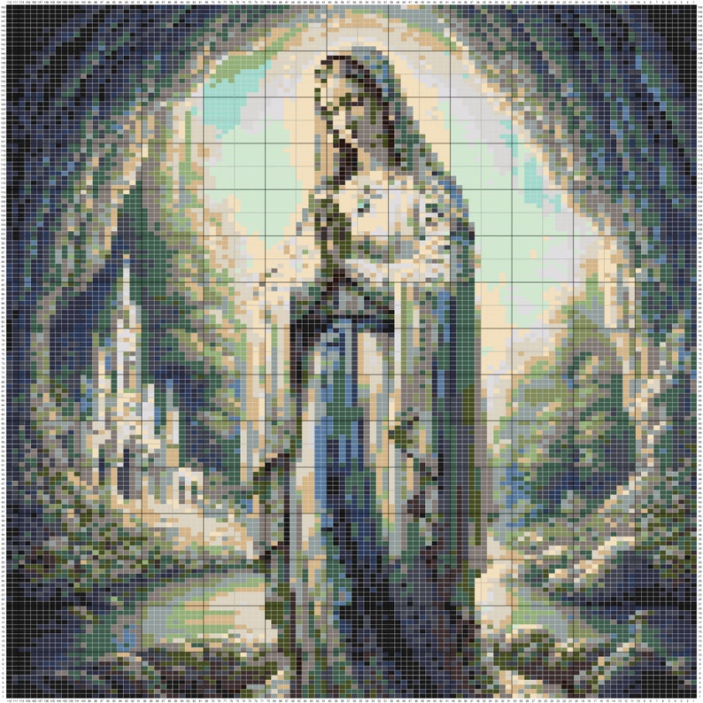 Our Lady of Lourdes Knitting Pattern Sanctified Landscape Digital ...