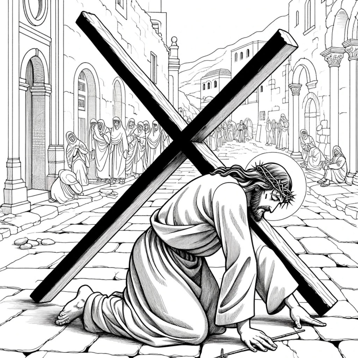 Stations of the Cross Coloring Book | Devotional Activity for Prayer ...