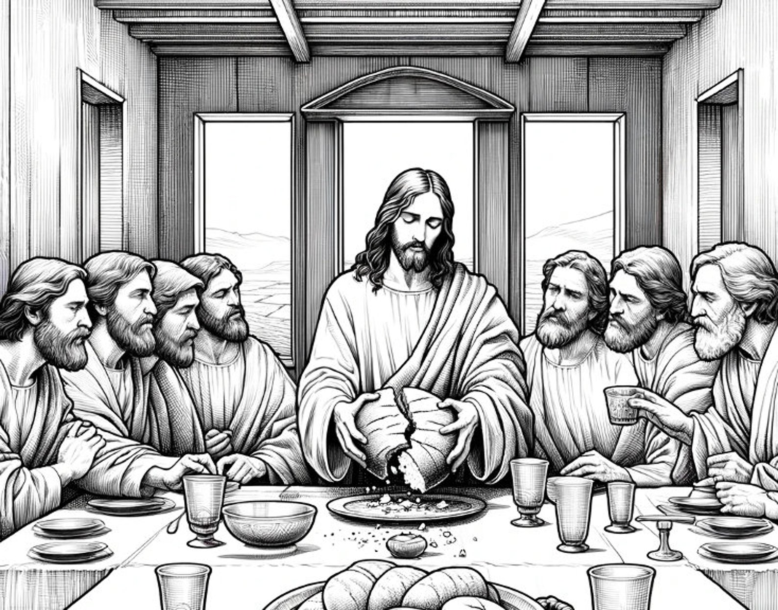 The Last Supper Coloring Book | 5 Sacred Scenes for Kids | Religious ...