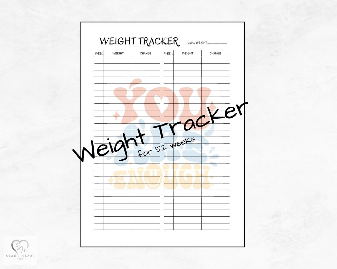 Yearly Weight Tracker, Weight Control, Weight Diary, Weight Tracker ...