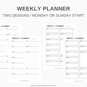 Weekly Planner, Weekly Goal Planner, Weekly Schedule, Weekly Agenda ...