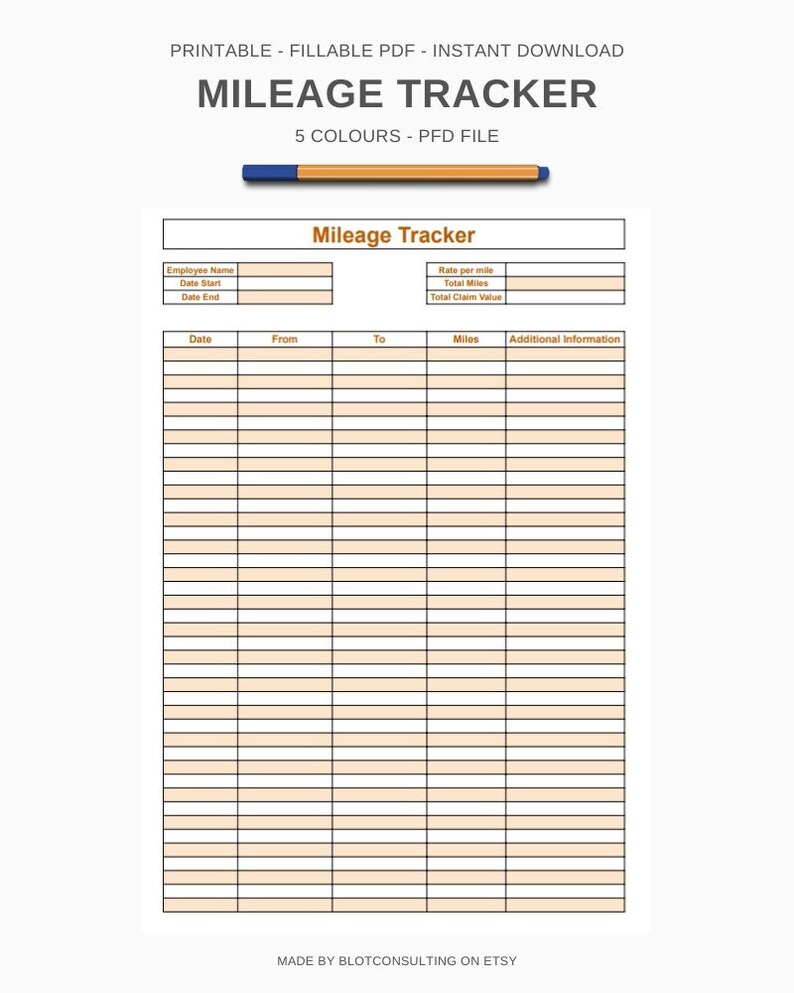 Mileage Tracker, Mileage Log, Mileage Log Book, Travel Tracker, Travel ...