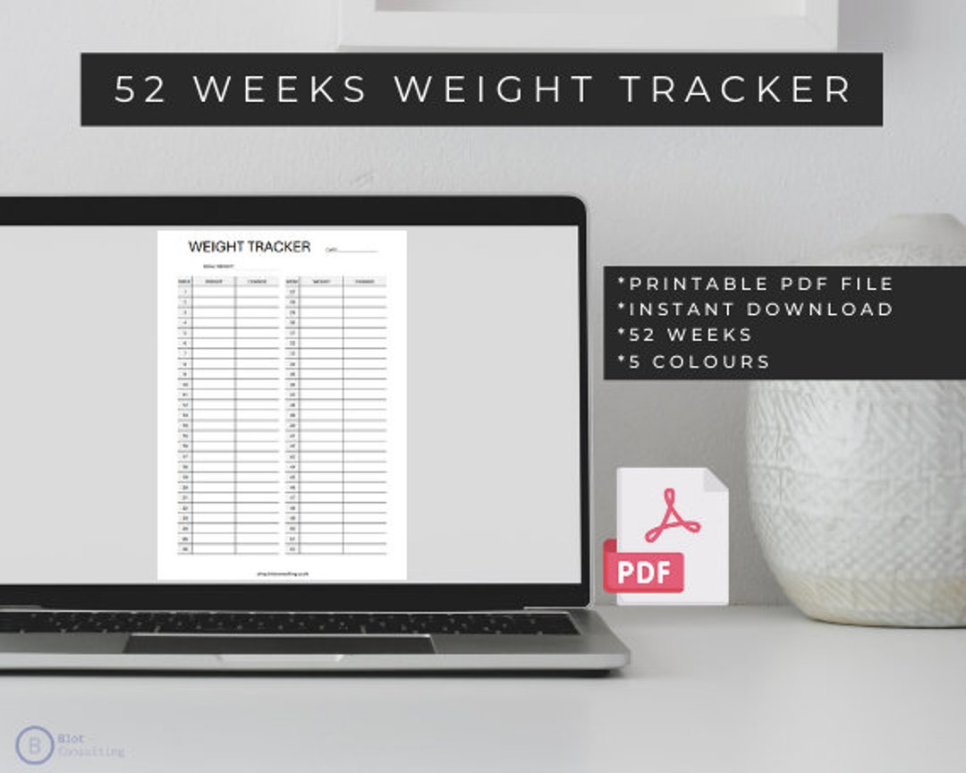 Yearly Weight Tracker, Weight Control, Weight Diary, Weight Tracker ...