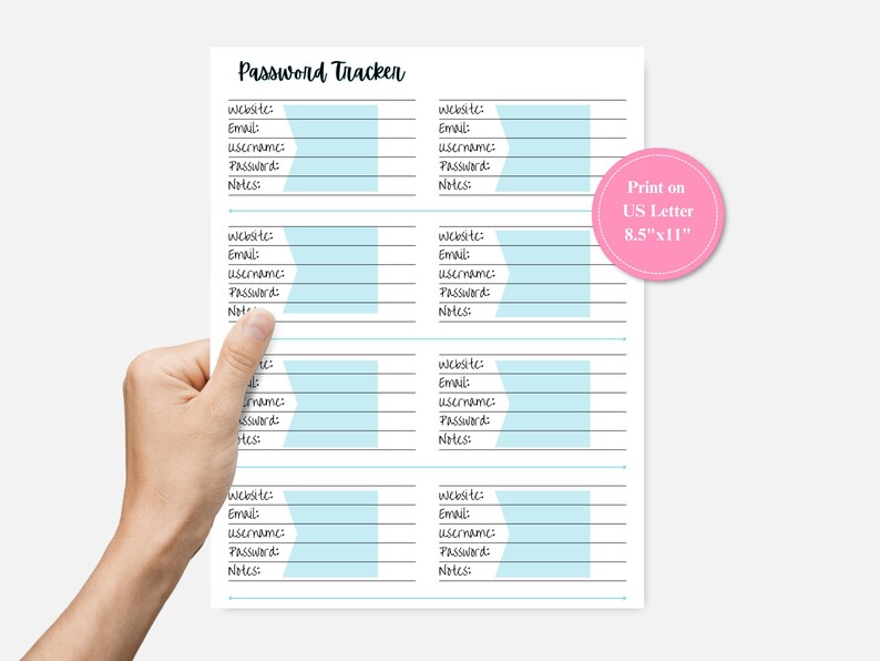 Printable Password Tracker: Easy-to-use Organizer (digital Download) - Etsy
