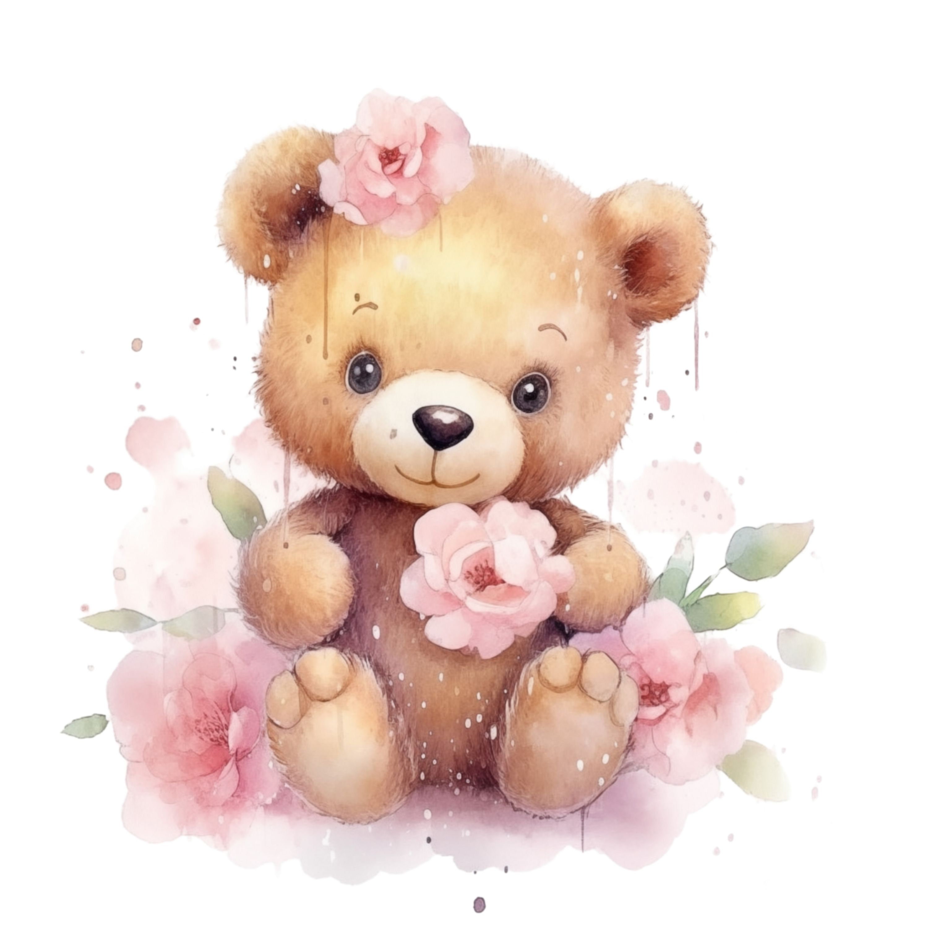 Adorable Watercolor Teddy Bear Illustration - Digital Download - Etsy