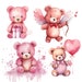 Valentine Watercolor Bear Clipart, Set of 18 Free3 ,love Digital Art ...