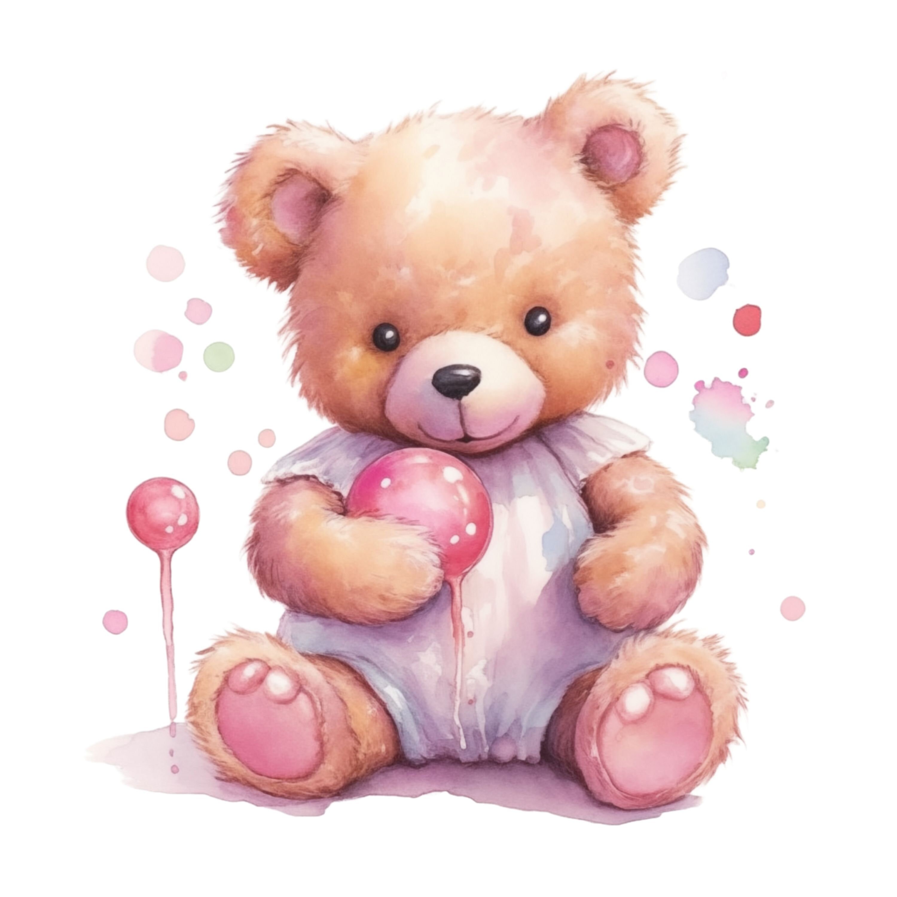 Adorable Watercolor Teddy Bear Illustration - Digital Download - Etsy
