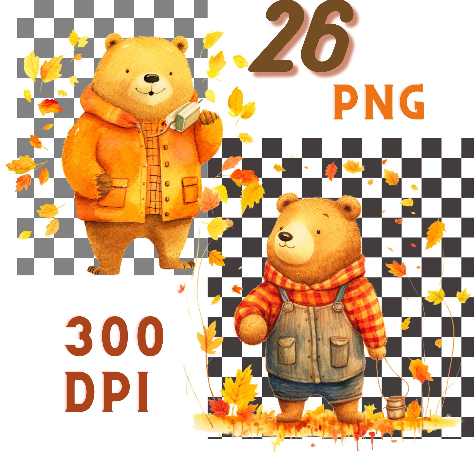 Watercolor Bear Clipart, Set of 26 ,love Digital Art ,cute Bear Art ...