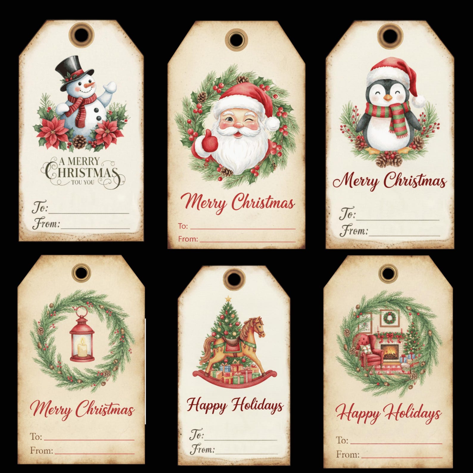 Christmas Gift Tags Bundle: 20 Printable Holiday Labels (digital ...