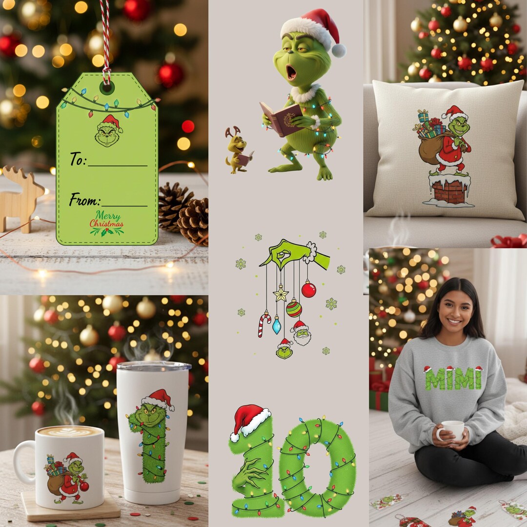 Grinch Christmas Letters PNG Bundle, Alphabet, Numbers, Clipart for ...