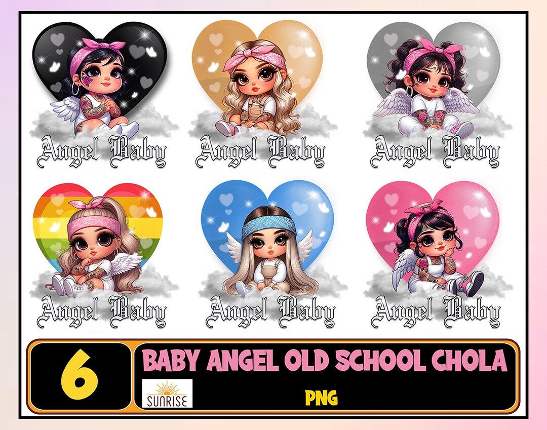 Baby Angel Old School Chola Png Bundle, Spanish Girl Valentine Png ...