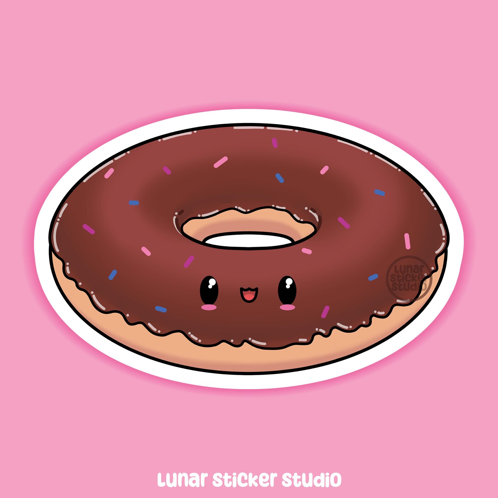 Donut Sticker | Cute Donut Sticker | Kawaii Donut Sticker | Pastry ...