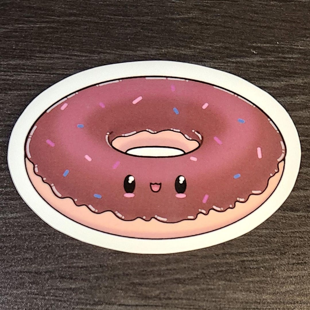 Chocolate Donut Sticker Cute Donut Sticker Kawaii Donut Sticker Sweet ...