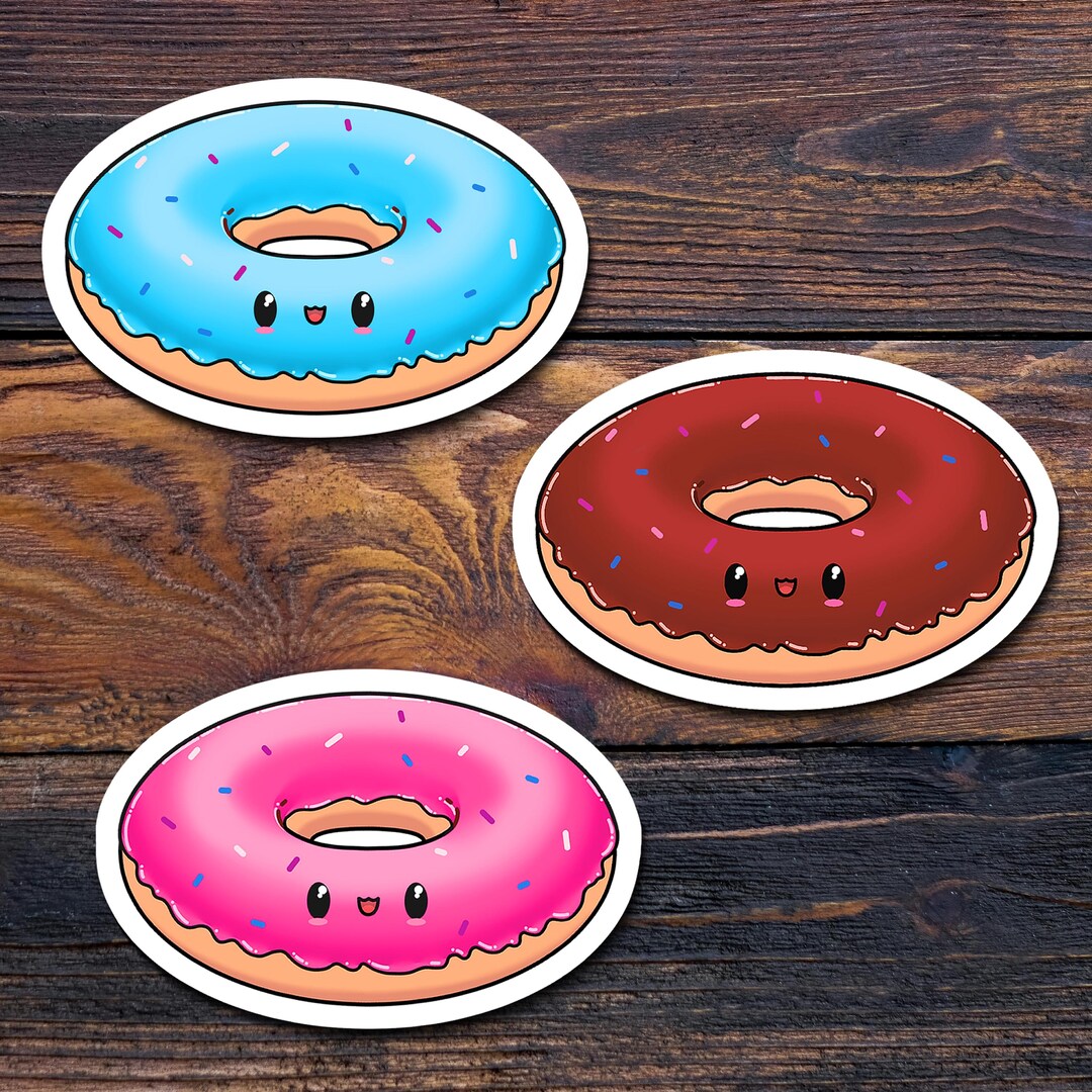 Donut Sticker | Cute Donut Sticker | Kawaii Donut Sticker | Pastry ...