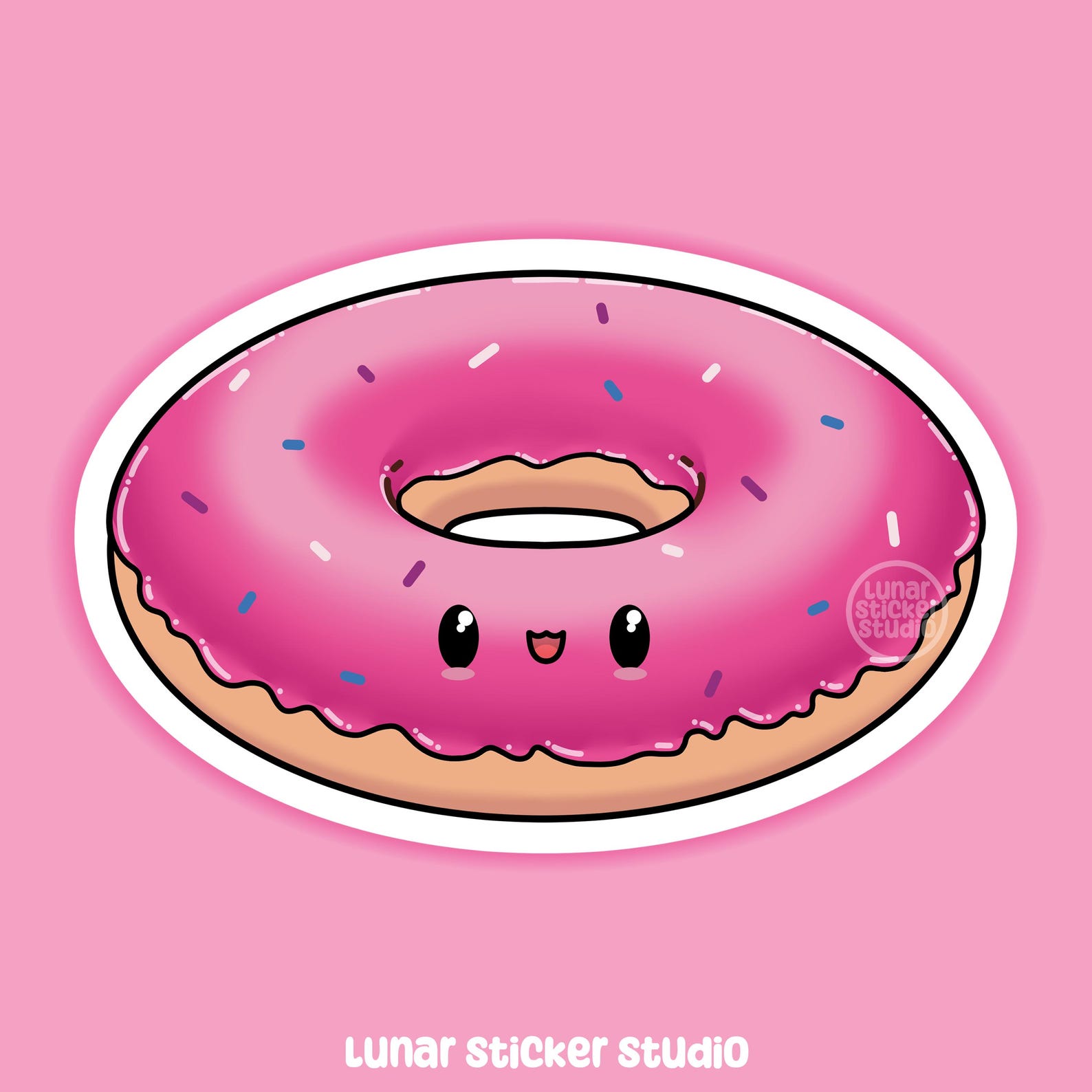 Donut Sticker | Cute Donut Sticker | Kawaii Donut Sticker | Pastry ...