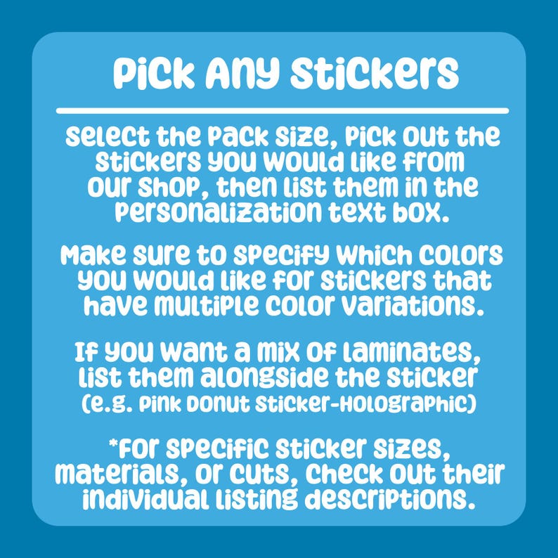 Pick Any Stickers | Custom Sticker Pack | Sticker Pack | Sticker Bundle ...