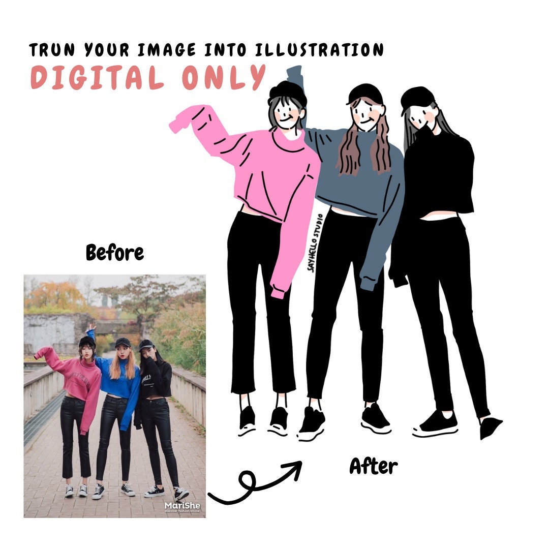 Custom Line Drawing in Color, Custom Minimalist Drawing, Minimalist ...