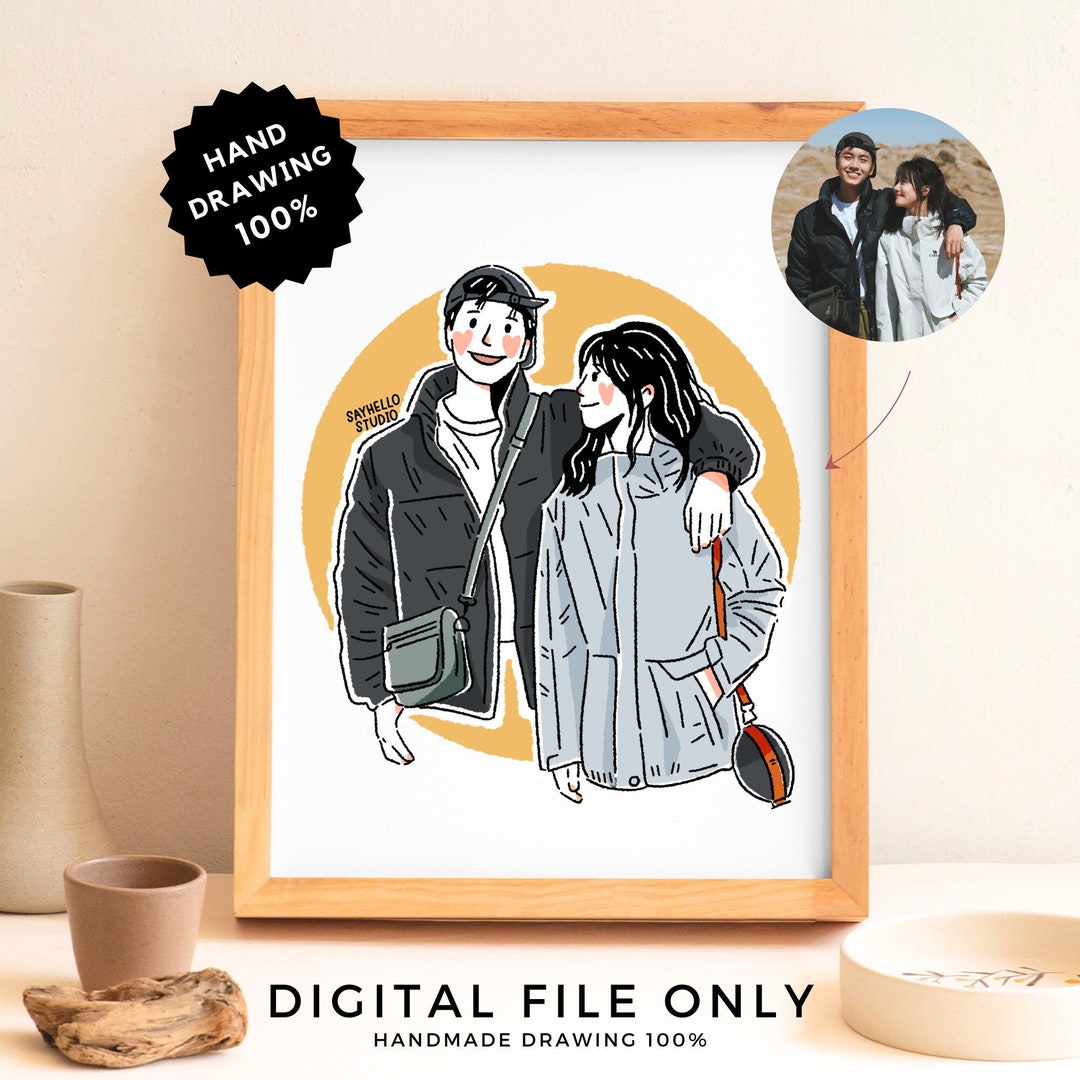 Minimal Custom Portrait From Photo - Personalized Artistic Couple Gift ...