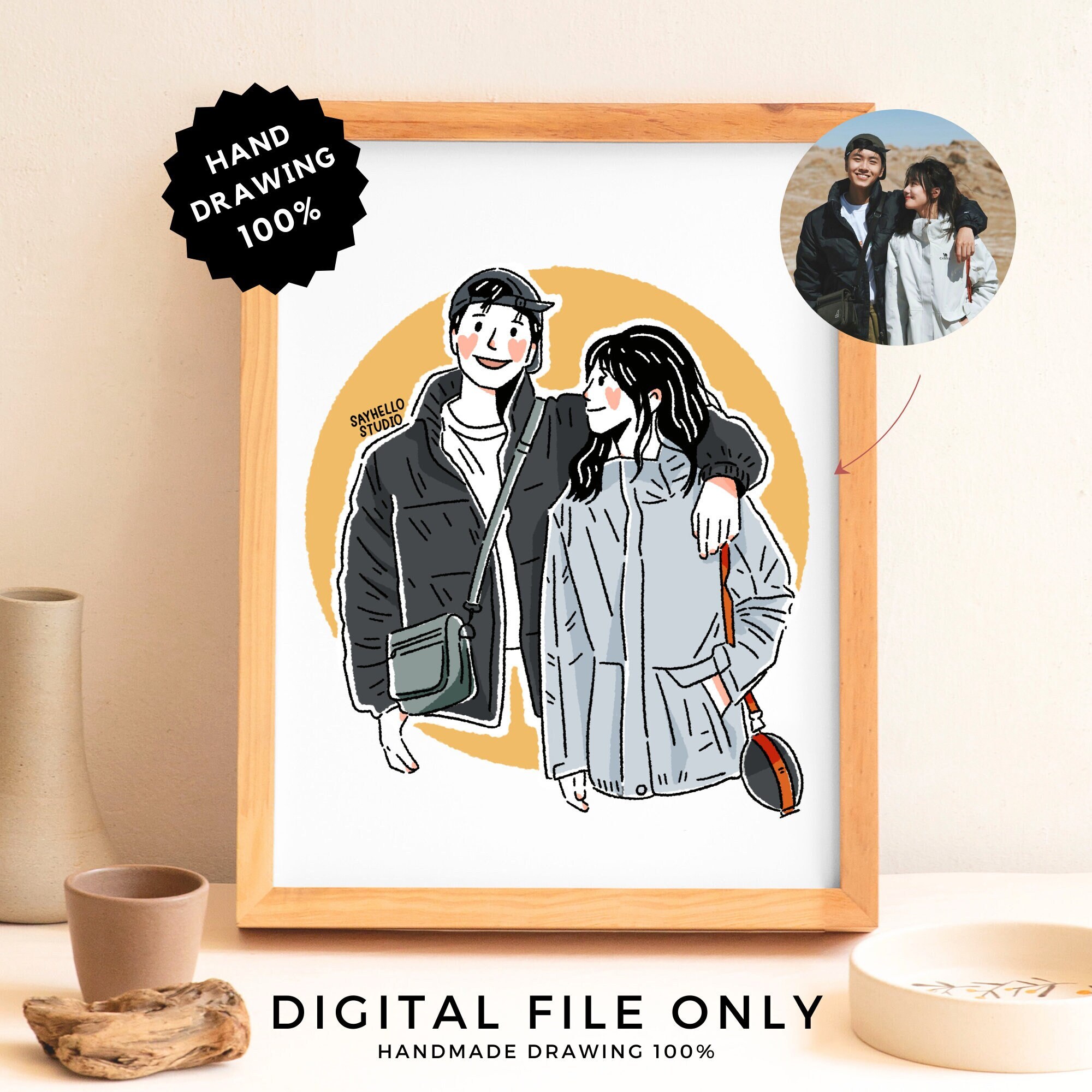Minimal Custom Portrait From Photo - Personalized Artistic Couple Gift ...