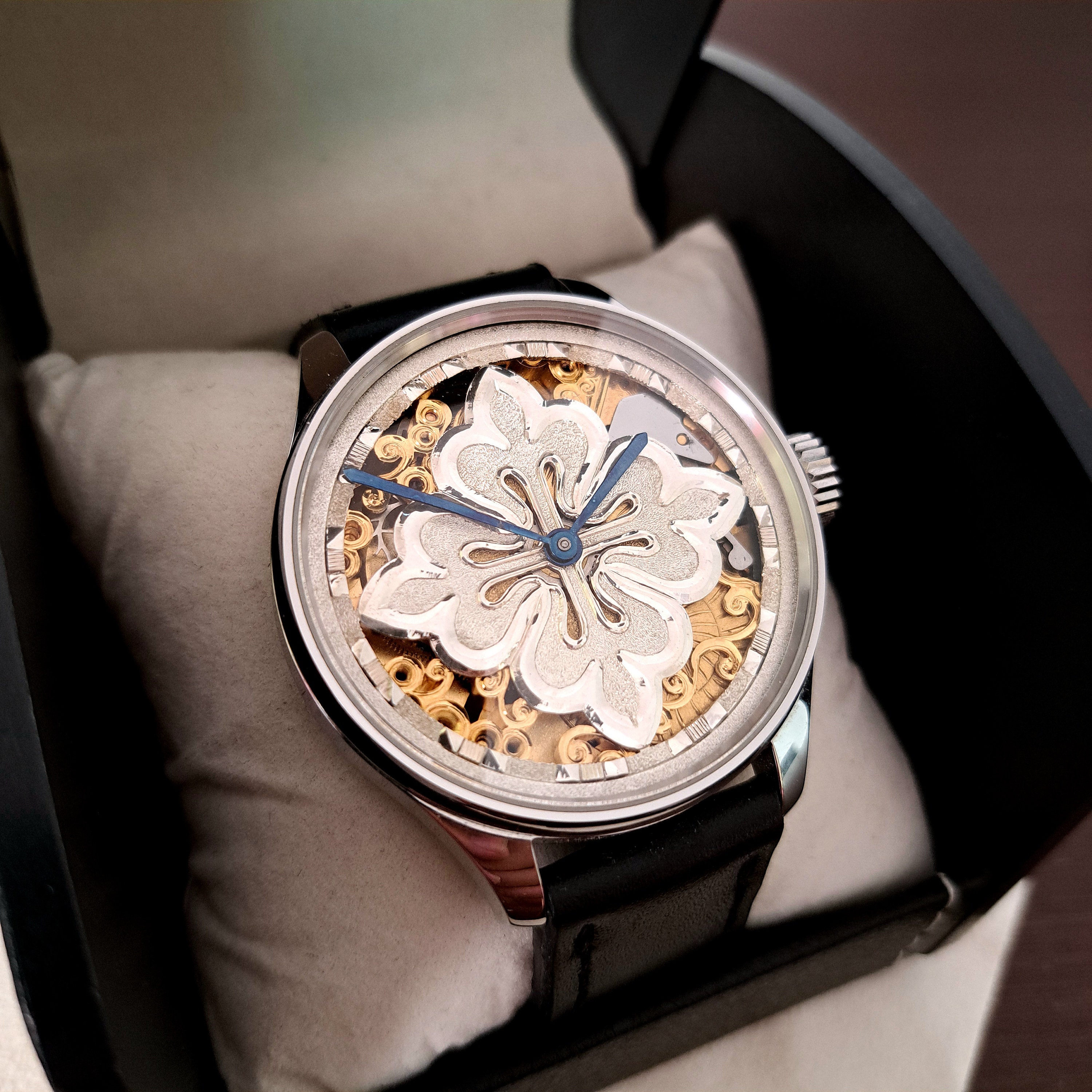 Mechanical Watches. Wrist Watch. Skeleton. Handmade Gold Plated Watch ...