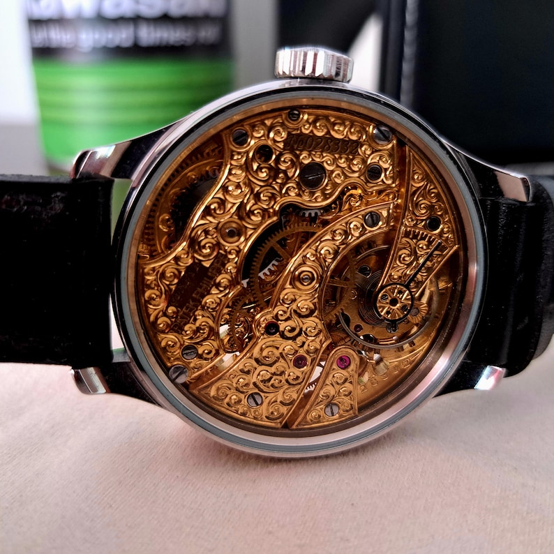 Mechanical Watches. Wrist Watch. Skeleton. Handmade Gold Plated Watch ...