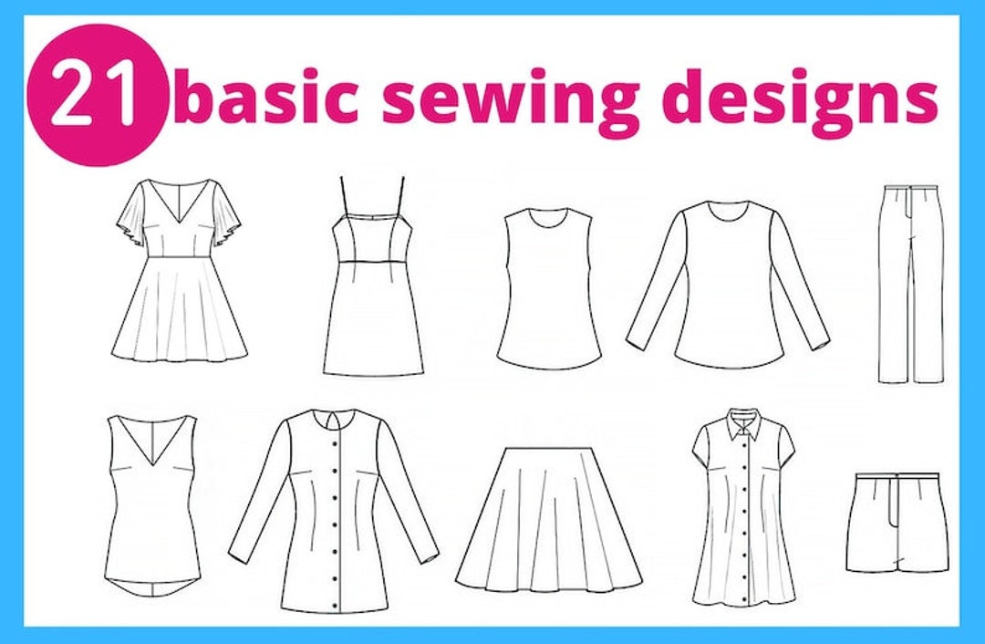 Basic Sewing Pattern for Dress, Shirt, Skirt, Shorts, V-neck Dress ...