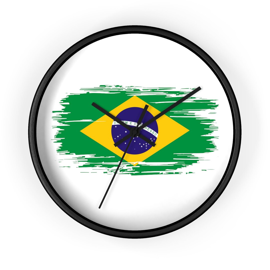 Brazil Flag Wall Clock, Brazilian Themed Wall Clock, Relógio De Parede ...