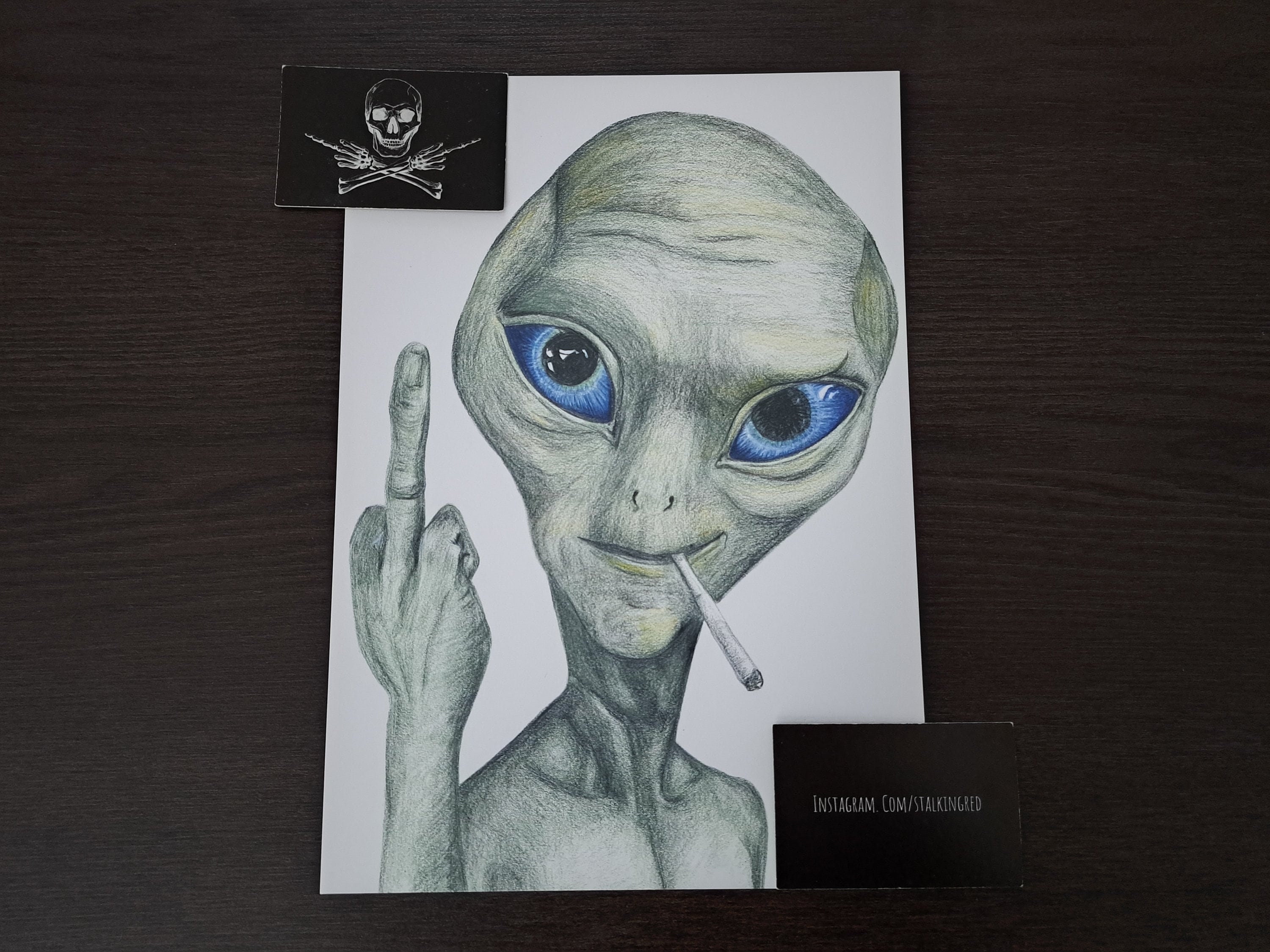 Paul the Alien Pencil Drawing A4 Fan Art Print - Etsy