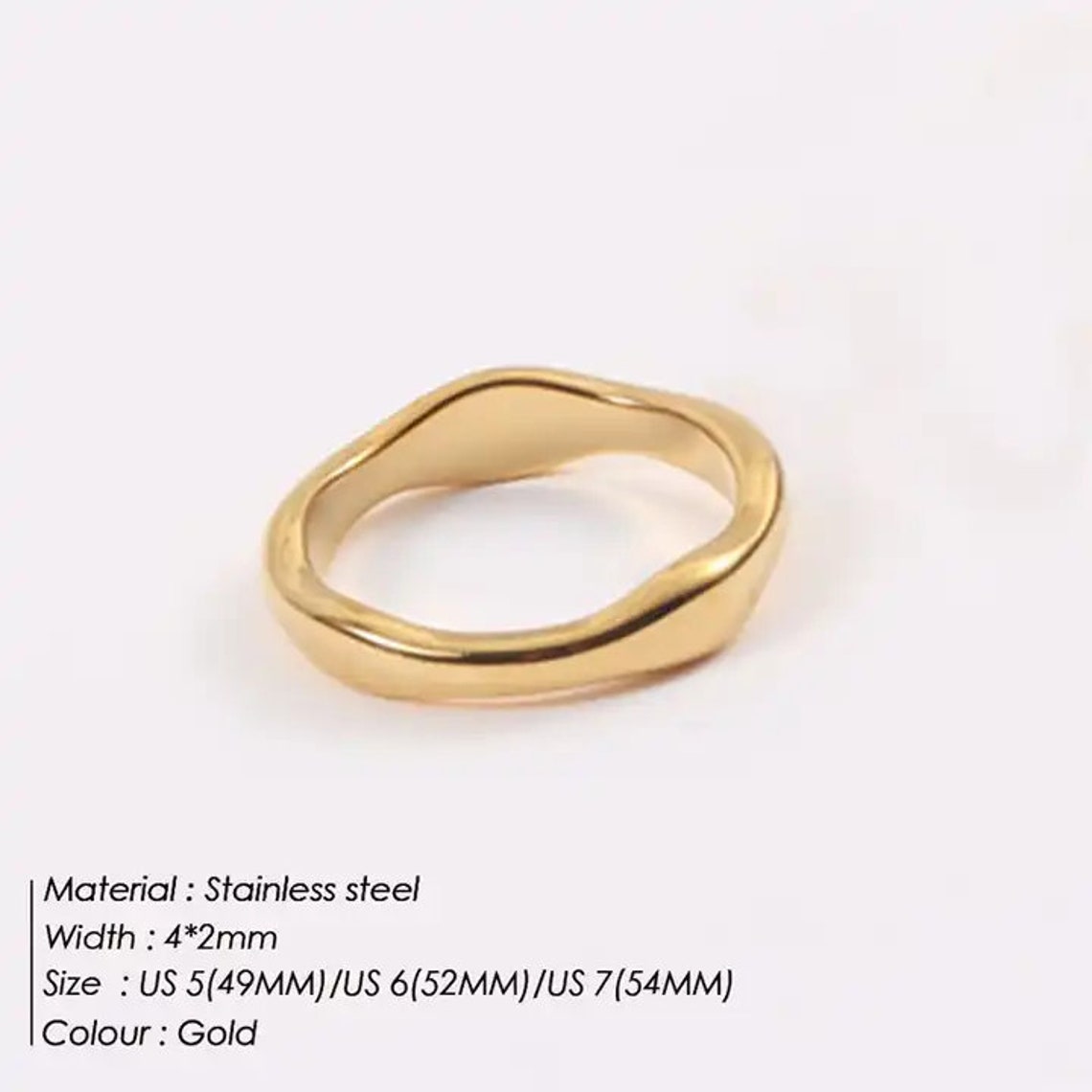 Minimalist Wave Band Set - 18k Gold Plated, Irregular Gold Ring ...