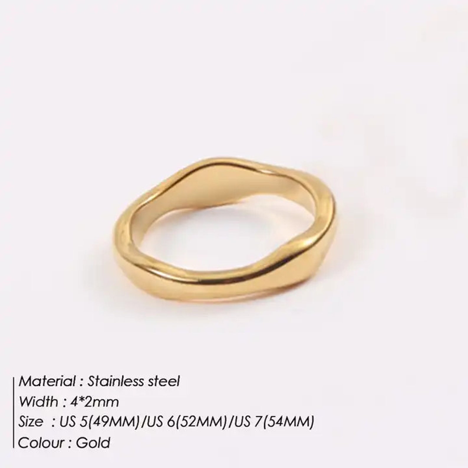 Minimalist Wave Band Set - 18k Gold Plated, Irregular Gold Ring ...