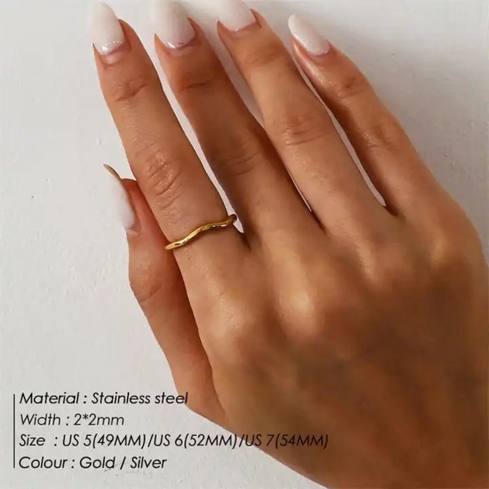 Minimalist Wave Band Set - 18k Gold Plated, Irregular Gold Ring ...