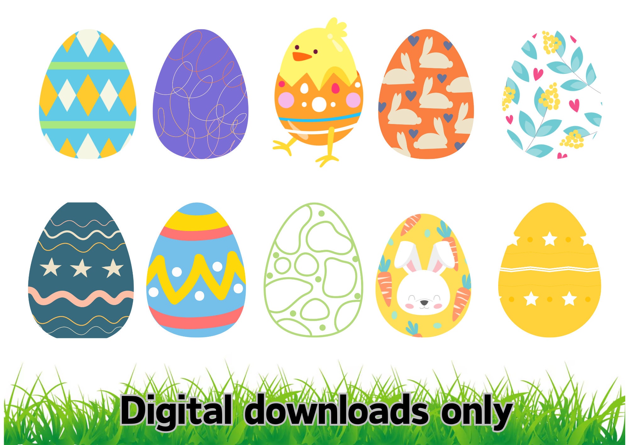 Easter Eggs Clipart, Easter PNG, Commercial Use, Digital,instant ...